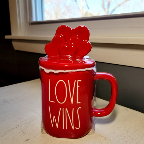 Rae Dunn | Dining | Rae Dunn Love Wins Mug With Topper | Poshmark